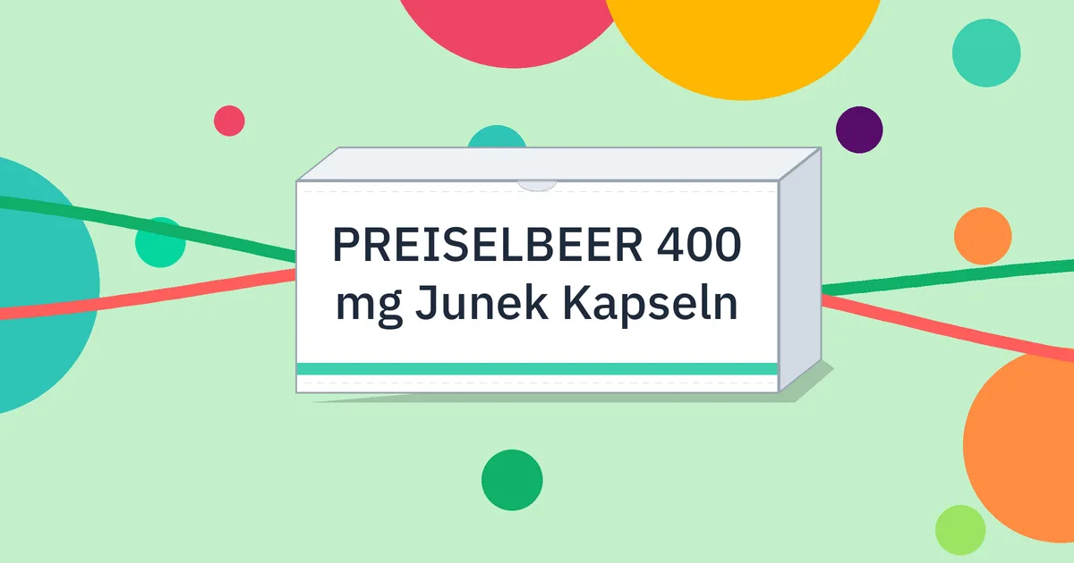 Symbolbild: Packung mit der Aufschrift PREISELBEER 400 mg Junek Kapseln (PZN 00986981) – Verfügbarkeit und Bezug in Apotheken in Frankfurt am Main