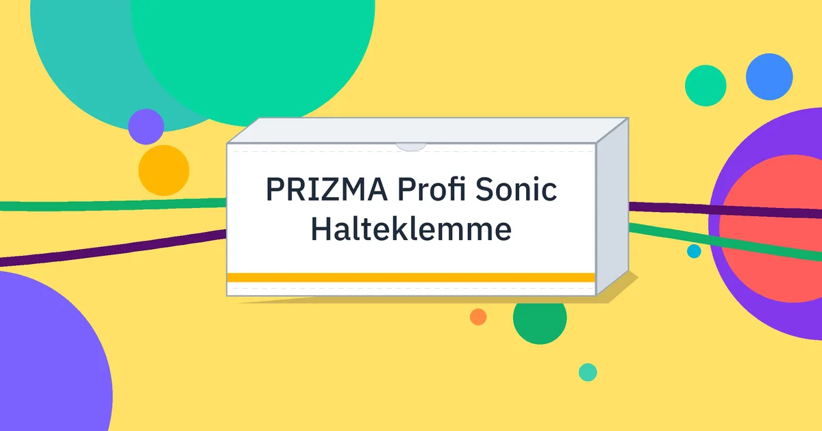 Symbolbild: Packung mit der Aufschrift PRIZMA Profi Sonic Halteklemme (PZN 20541778) – Verfügbarkeit und Bezug in Apotheken in Frankfurt am Main