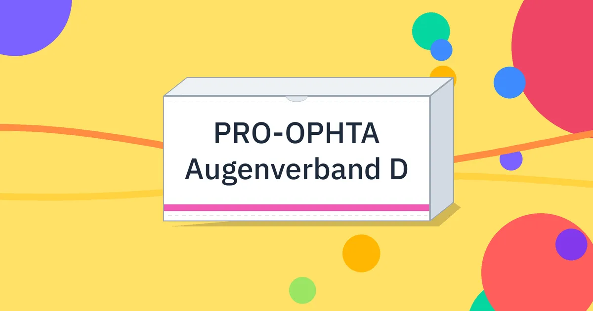 Symbolbild: Packung mit der Aufschrift PRO-OPHTA Augenverband D (PZN 19813869) – Verfügbarkeit und Bezug in Apotheken in Frankfurt am Main