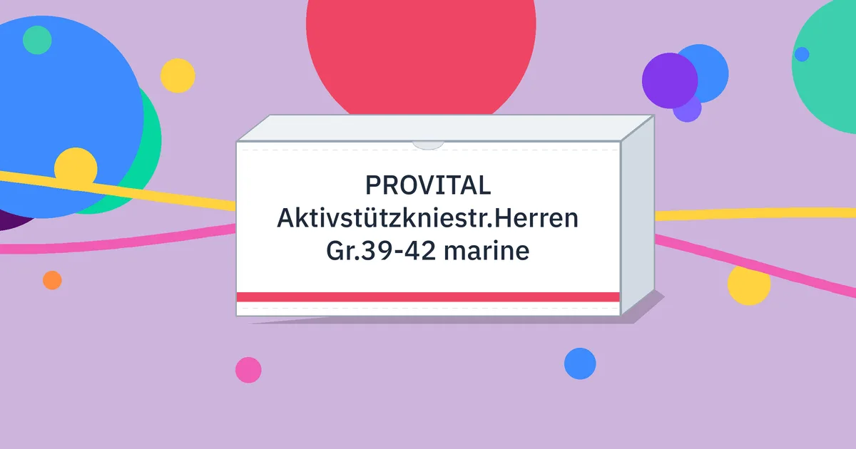 Symbolbild: Packung mit der Aufschrift PROVITAL Aktivstützkniestr.Herren Gr.39-42 marine (PZN 20701578) – Verfügbarkeit und Bezug in Apotheken in Frankfurt am Main