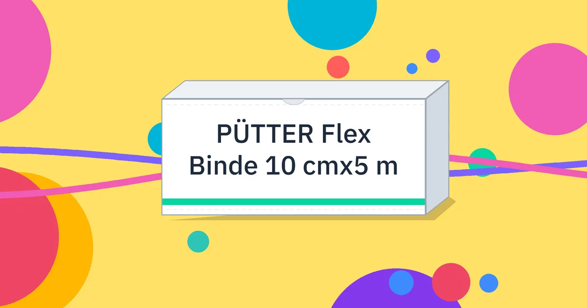 Symbolbild: Packung mit der Aufschrift PÜTTER Flex Binde 10 cmx5 m (PZN 18052575) – Verfügbarkeit und Bezug in Apotheken in Frankfurt am Main