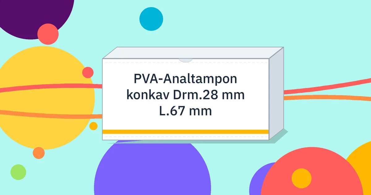 Symbolbild: Packung mit der Aufschrift PVA-Analtampon konkav Drm.28 mm L.67 mm (PZN 12551449) – Verfügbarkeit und Bezug in Apotheken in Frankfurt am Main