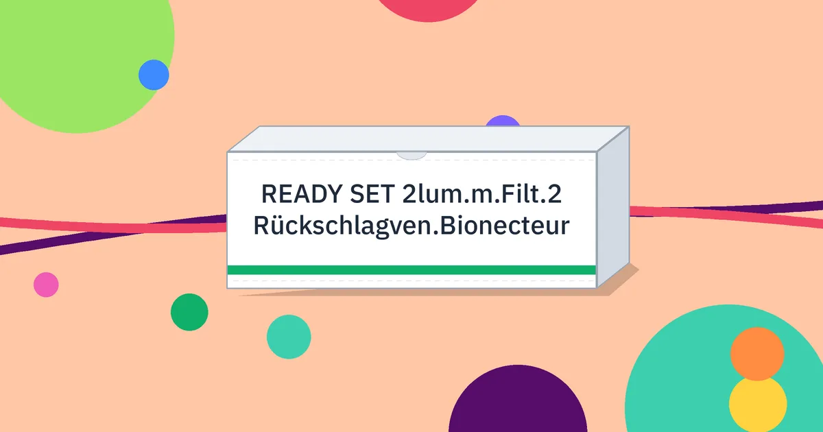 Symbolbild: Packung mit der Aufschrift READY SET 2lum.m.Filt.2 Rückschlagven.Bionecteur (PZN 13574547) – Verfügbarkeit und Bezug in Apotheken in Frankfurt am Main