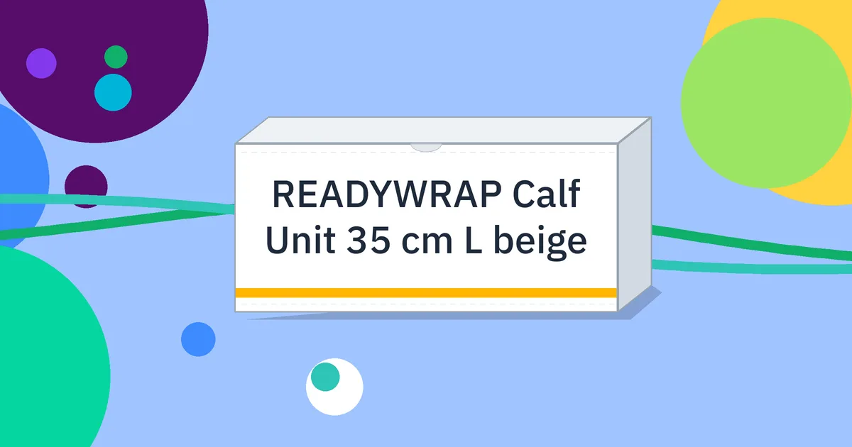 Symbolbild: Packung mit der Aufschrift READYWRAP Calf Unit 35 cm L beige (PZN 16566502) – Verfügbarkeit und Bezug in Apotheken in Frankfurt am Main