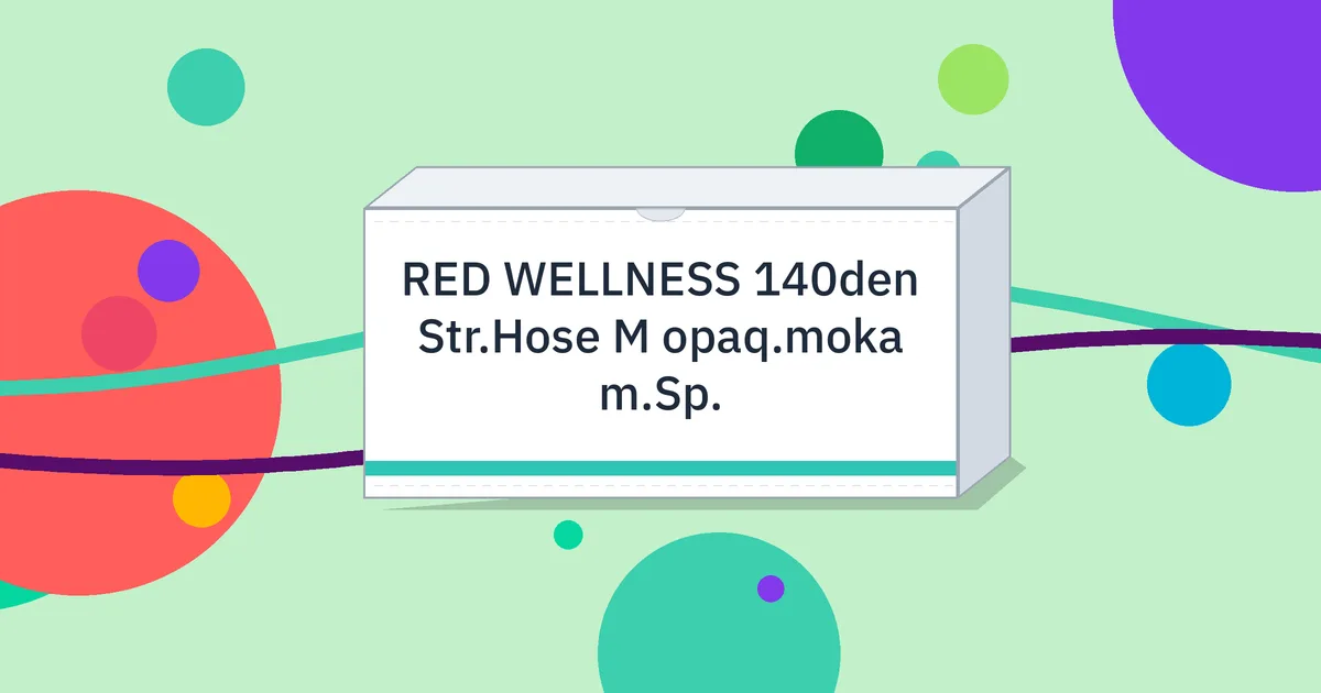 Symbolbild: Packung mit der Aufschrift RED WELLNESS 140den Str.Hose M opaq.moka m.Sp. (PZN 16176020) – Verfügbarkeit und Bezug in Apotheken in Frankfurt am Main