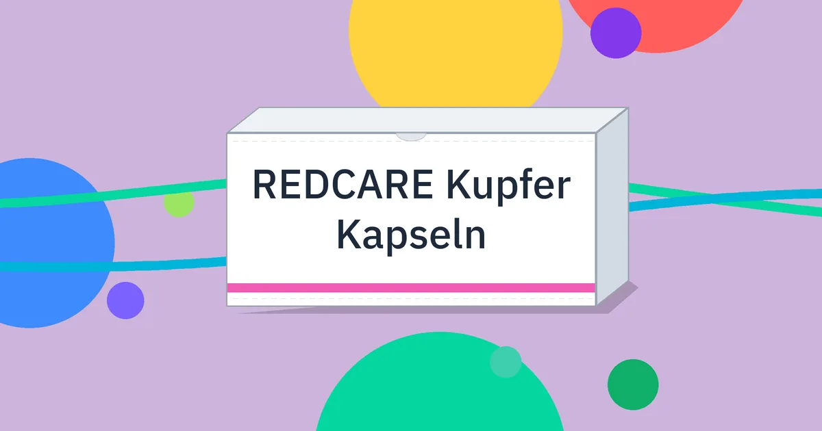 Symbolbild: Packung mit der Aufschrift REDCARE Kupfer Kapseln (PZN 20024586) – Verfügbarkeit und Bezug in Apotheken in Frankfurt am Main
