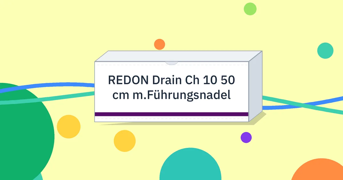 Symbolbild: Packung mit der Aufschrift REDON Drain Ch 10 50 cm m.Führungsnadel (PZN 03050323) – Verfügbarkeit und Bezug in Apotheken in Frankfurt am Main