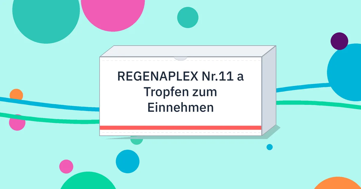 Symbolbild: Packung mit der Aufschrift REGENAPLEX Nr.11 a Tropfen zum Einnehmen (PZN 02641973) – Verfügbarkeit und Bezug in Apotheken in Frankfurt am Main