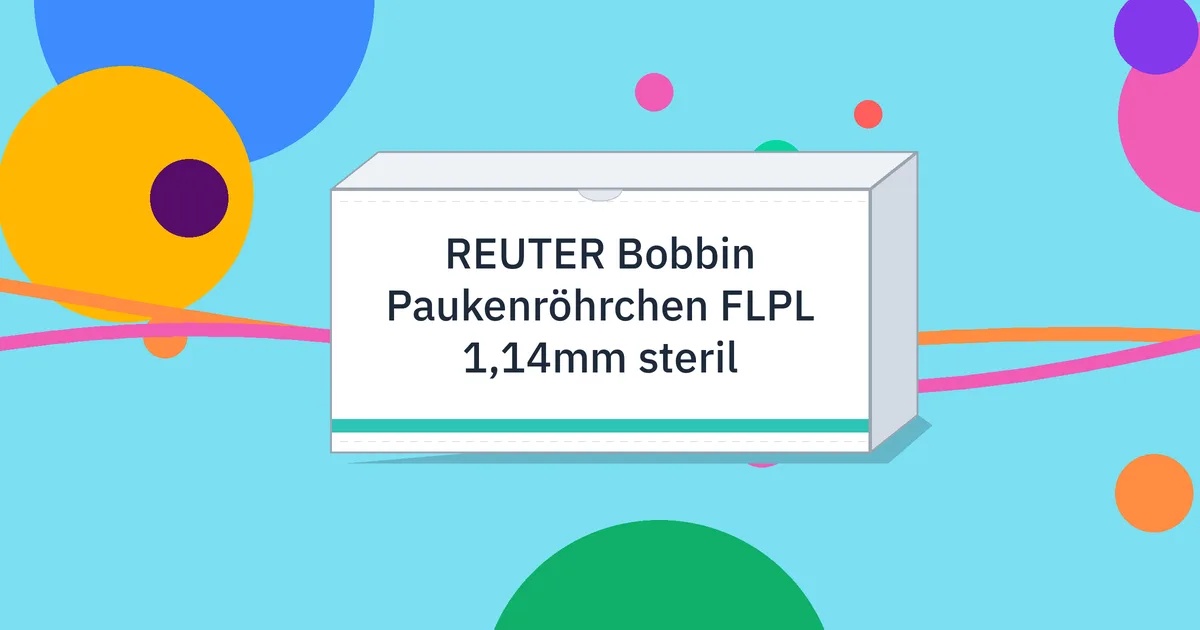 Symbolbild: Packung mit der Aufschrift REUTER Bobbin Paukenröhrchen FLPL 1,14mm steril (PZN 20352652) – Verfügbarkeit und Bezug in Apotheken in Frankfurt am Main