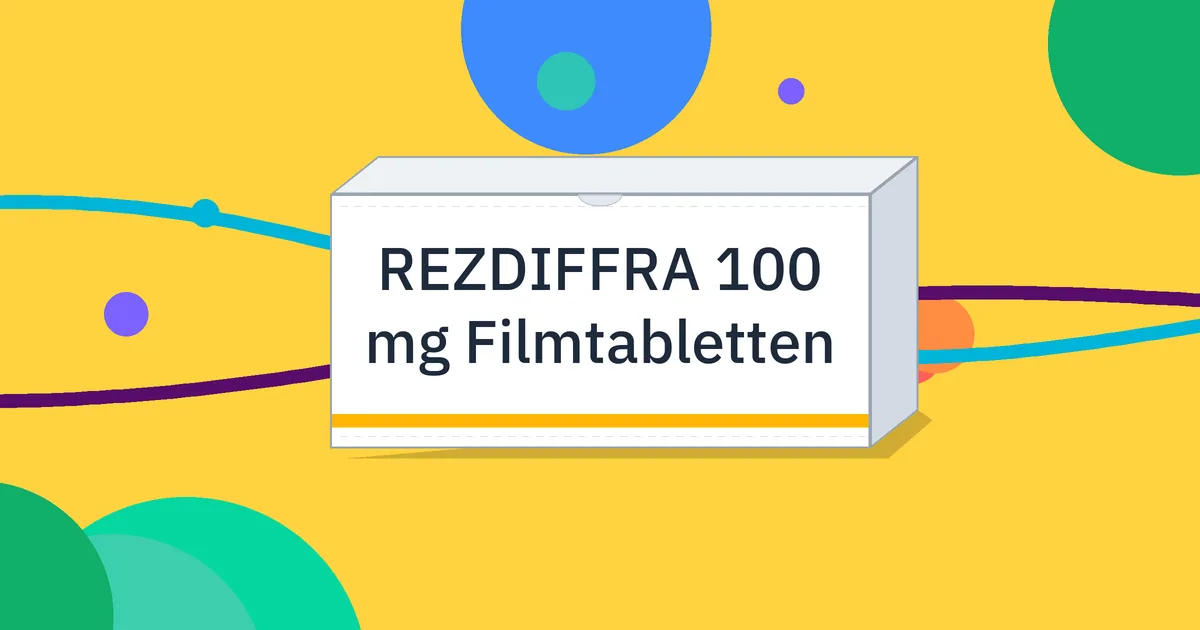 Symbolbild: Packung mit der Aufschrift REZDIFFRA 100 mg Filmtabletten (PZN 19862425) – Verfügbarkeit und Bezug in Apotheken in Frankfurt am Main