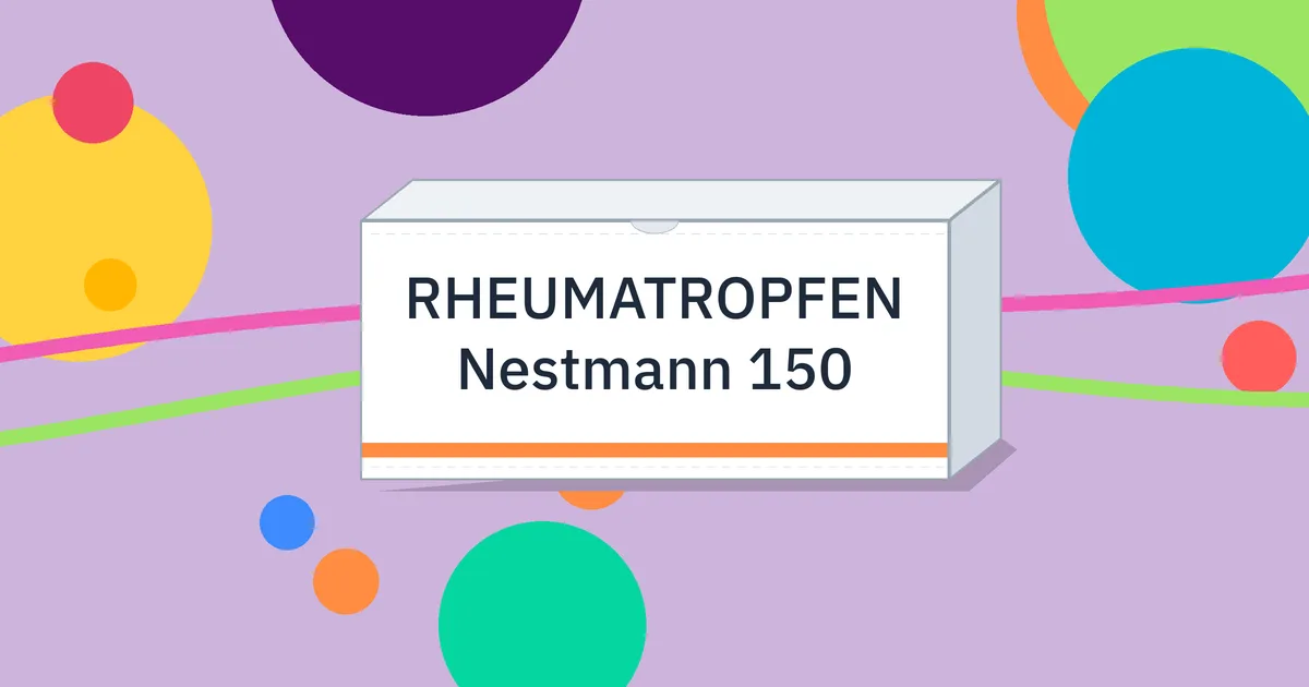 Symbolbild: Packung mit der Aufschrift RHEUMATROPFEN Nestmann 150 (PZN 01009635) – Verfügbarkeit und Bezug in Apotheken in Frankfurt am Main