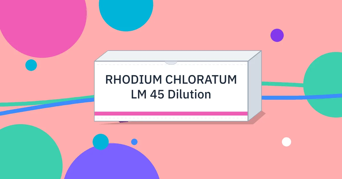 Symbolbild: Packung mit der Aufschrift RHODIUM CHLORATUM LM 45 Dilution (PZN 13050181) – Verfügbarkeit und Bezug in Apotheken in Frankfurt am Main
