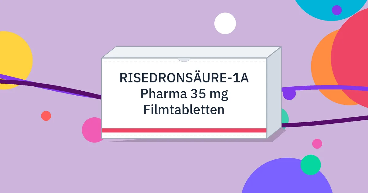 Symbolbild: Packung mit der Aufschrift RISEDRONSÄURE-1A Pharma 35 mg Filmtabletten (PZN 07618795) – Verfügbarkeit und Bezug in Apotheken in Frankfurt am Main