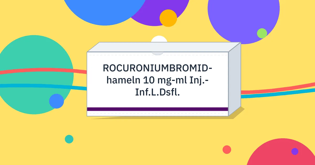 Symbolbild: Packung mit der Aufschrift ROCURONIUMBROMID-hameln 10 mg-ml Inj.-Inf.L.Dsfl. (PZN 06143433) – Verfügbarkeit und Bezug in Apotheken in Frankfurt am Main