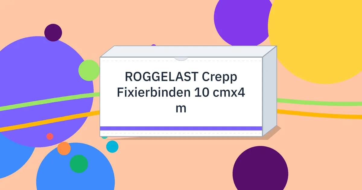 Symbolbild: Packung mit der Aufschrift ROGGELAST Crepp Fixierbinden 10 cmx4 m (PZN 08601354) – Verfügbarkeit und Bezug in Apotheken in Frankfurt am Main