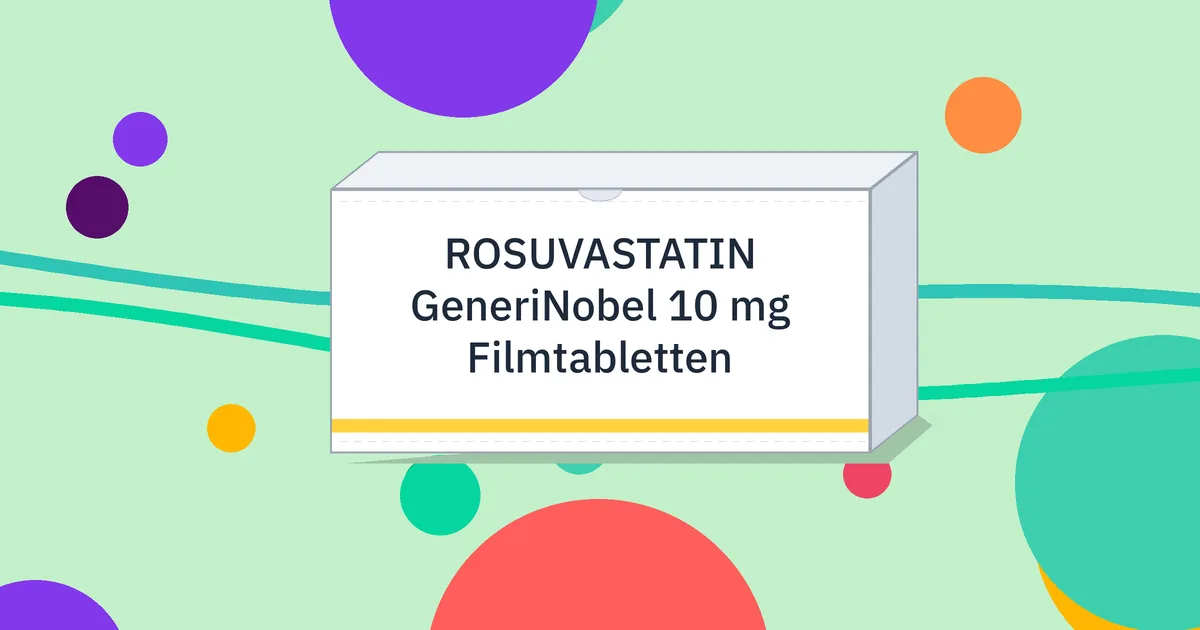 Symbolbild: Packung mit der Aufschrift ROSUVASTATIN GeneriNobel 10 mg Filmtabletten (PZN 19148047) – Verfügbarkeit und Bezug in Apotheken in Frankfurt am Main