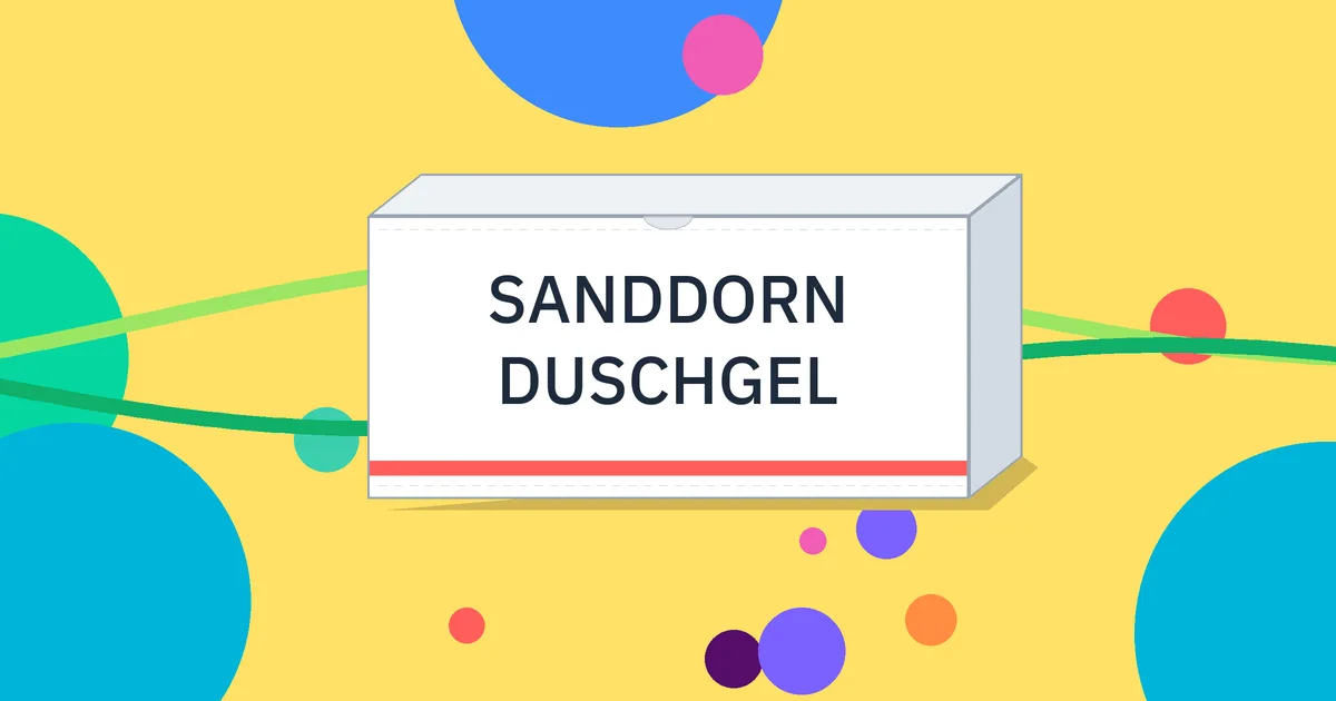 Symbolbild: Packung mit der Aufschrift SANDDORN DUSCHGEL (PZN 19907671) – Verfügbarkeit und Bezug in Apotheken in Frankfurt am Main