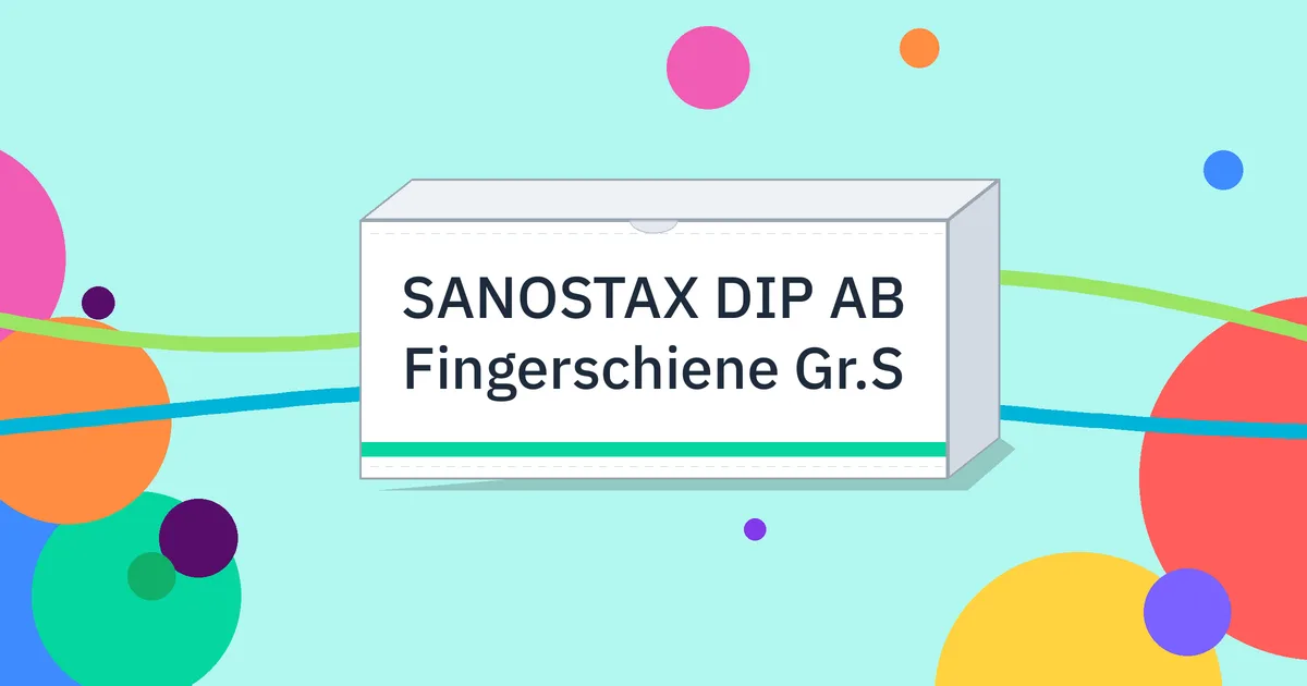 Symbolbild: Packung mit der Aufschrift SANOSTAX DIP AB Fingerschiene Gr.S (PZN 10196895) – Verfügbarkeit und Bezug in Apotheken in Frankfurt am Main