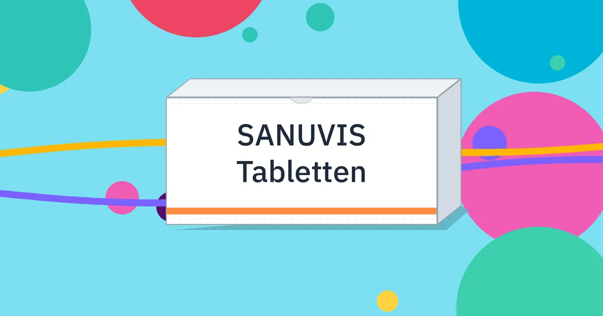 Symbolbild: Packung mit der Aufschrift SANUVIS Tabletten (PZN 00572067) – Verfügbarkeit und Bezug in Apotheken in Frankfurt am Main