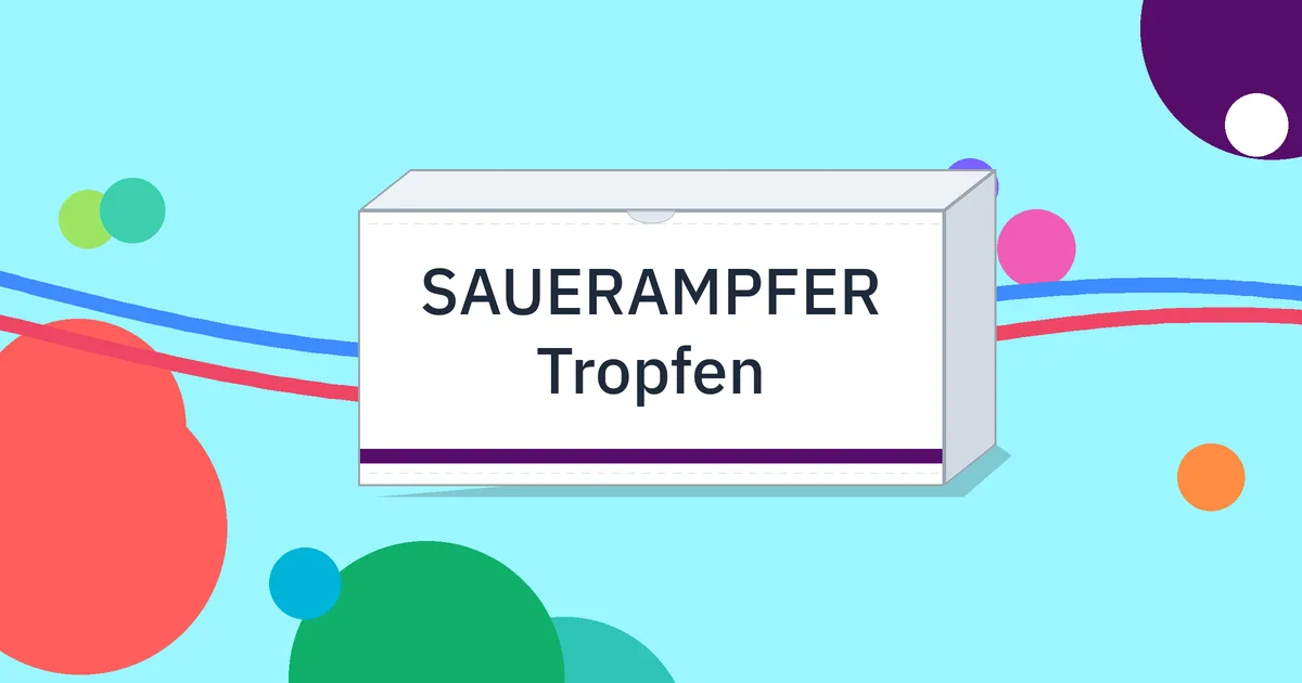 Symbolbild: Packung mit der Aufschrift SAUERAMPFER Tropfen (PZN 19142056) – Verfügbarkeit und Bezug in Apotheken in Frankfurt am Main