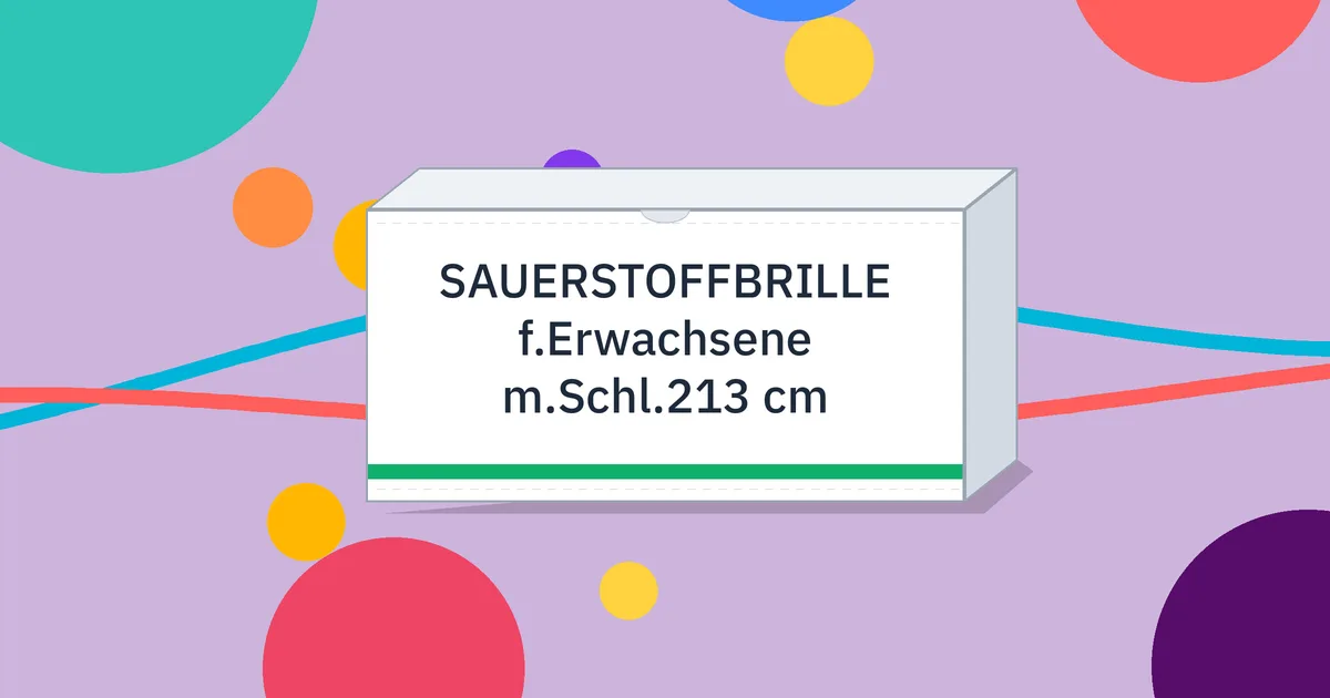 Symbolbild: Packung mit der Aufschrift SAUERSTOFFBRILLE f.Erwachsene m.Schl.213 cm (PZN 03048929) – Verfügbarkeit und Bezug in Apotheken in Frankfurt am Main