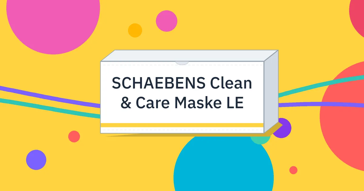 Symbolbild: Packung mit der Aufschrift SCHAEBENS Clean & Care Maske LE (PZN 13724774) – Verfügbarkeit und Bezug in Apotheken in Frankfurt am Main