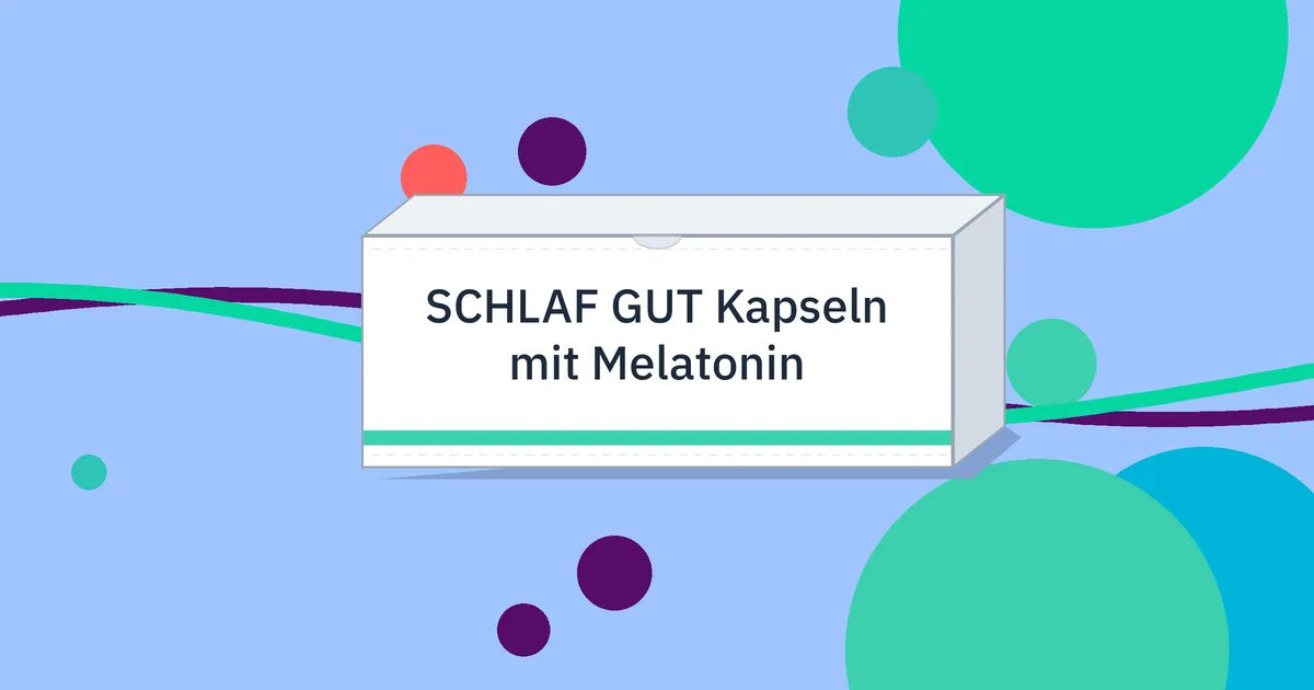 Symbolbild: Packung mit der Aufschrift SCHLAF GUT Kapseln mit Melatonin (PZN 18679110) – Verfügbarkeit und Bezug in Apotheken in Frankfurt am Main
