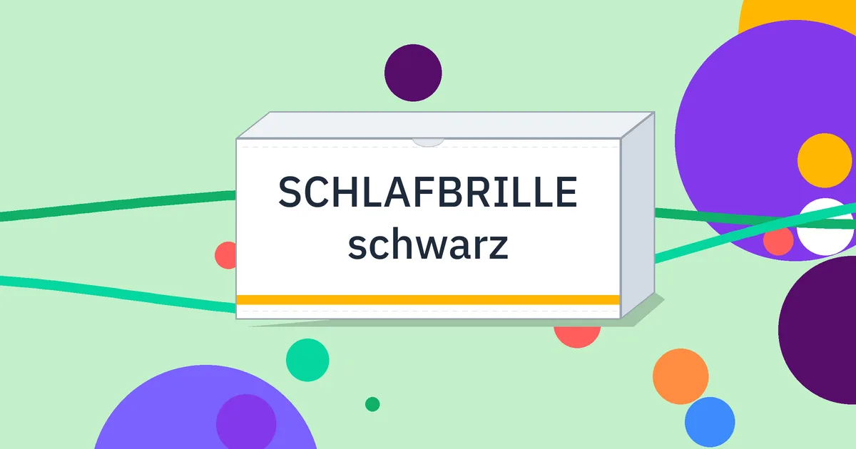 Symbolbild: Packung mit der Aufschrift SCHLAFBRILLE schwarz (PZN 01040160) – Verfügbarkeit und Bezug in Apotheken in Frankfurt am Main