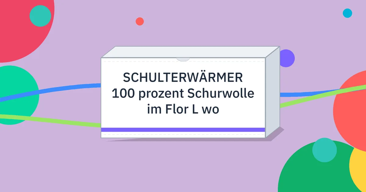 Symbolbild: Packung mit der Aufschrift SCHULTERWÄRMER 100 prozent Schurwolle im Flor L wo (PZN 08598244) – Verfügbarkeit und Bezug in Apotheken in Frankfurt am Main