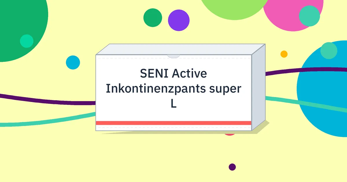 Symbolbild: Packung mit der Aufschrift SENI Active Inkontinenzpants super L (PZN 13475851) – Verfügbarkeit und Bezug in Apotheken in Frankfurt am Main