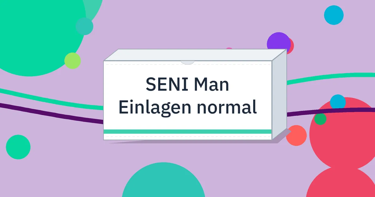 Symbolbild: Packung mit der Aufschrift SENI Man Einlagen normal (PZN 12664113) – Verfügbarkeit und Bezug in Apotheken in Frankfurt am Main