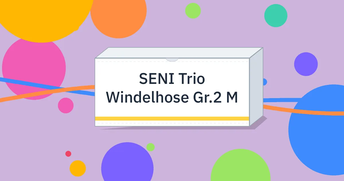 Symbolbild: Packung mit der Aufschrift SENI Trio Windelhose Gr.2 M (PZN 09252246) – Verfügbarkeit und Bezug in Apotheken in Frankfurt am Main