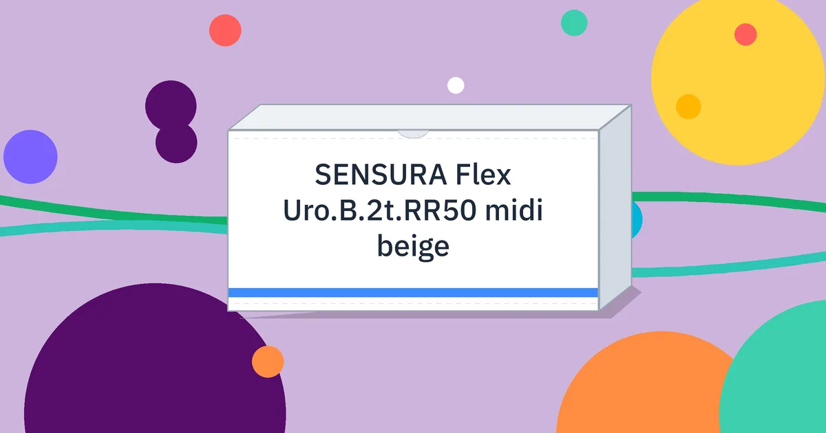 Symbolbild: Packung mit der Aufschrift SENSURA Flex Uro.B.2t.RR50 midi beige (PZN 07212219) – Verfügbarkeit und Bezug in Apotheken in Frankfurt am Main