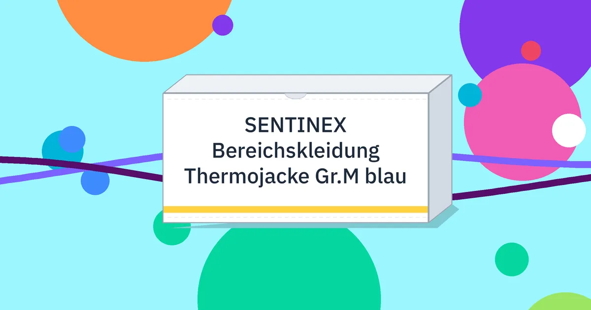 Symbolbild: Packung mit der Aufschrift SENTINEX Bereichskleidung Thermojacke Gr.M blau (PZN 09286328) – Verfügbarkeit und Bezug in Apotheken in Frankfurt am Main