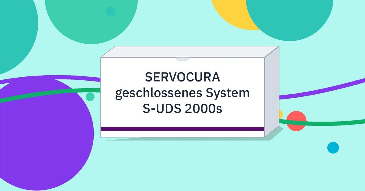 Symbolbild: Packung mit der Aufschrift SERVOCURA geschlossenes System S-UDS 2000s (PZN 05491646) – Verfügbarkeit und Bezug in Apotheken in Frankfurt am Main