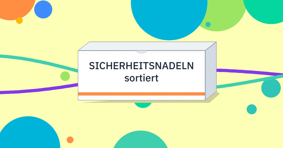 Symbolbild: Packung mit der Aufschrift SICHERHEITSNADELN sortiert (PZN 07250941) – Verfügbarkeit und Bezug in Apotheken in Frankfurt am Main