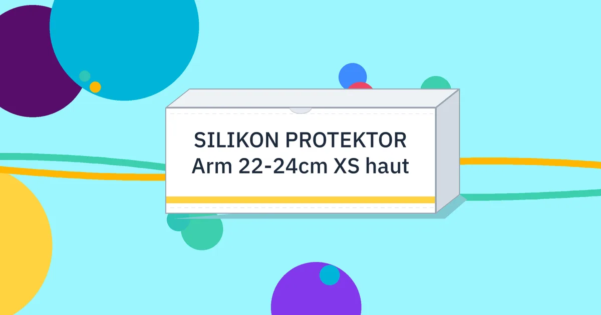 Symbolbild: Packung mit der Aufschrift SILIKON PROTEKTOR Arm 22-24cm XS haut (PZN 16537848) – Verfügbarkeit und Bezug in Apotheken in Frankfurt am Main