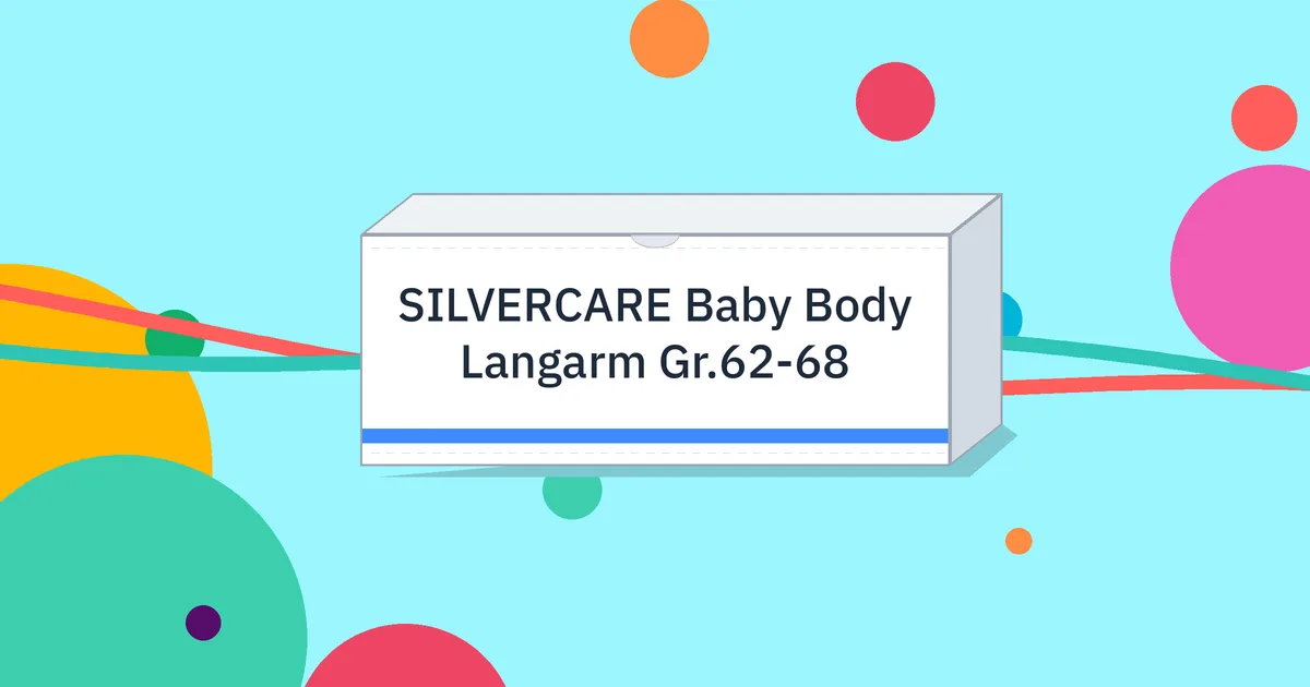 Symbolbild: Packung mit der Aufschrift SILVERCARE Baby Body Langarm Gr.62-68 (PZN 01110280) – Verfügbarkeit und Bezug in Apotheken in Frankfurt am Main