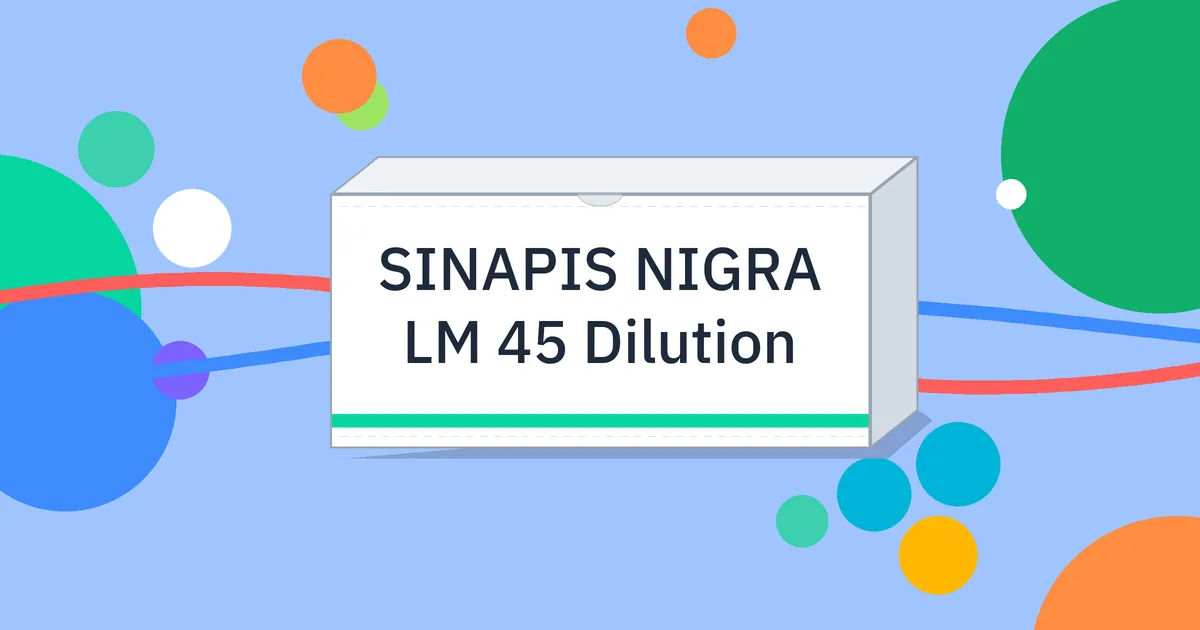 Symbolbild: Packung mit der Aufschrift SINAPIS NIGRA LM 45 Dilution (PZN 13191326) – Verfügbarkeit und Bezug in Apotheken in Frankfurt am Main