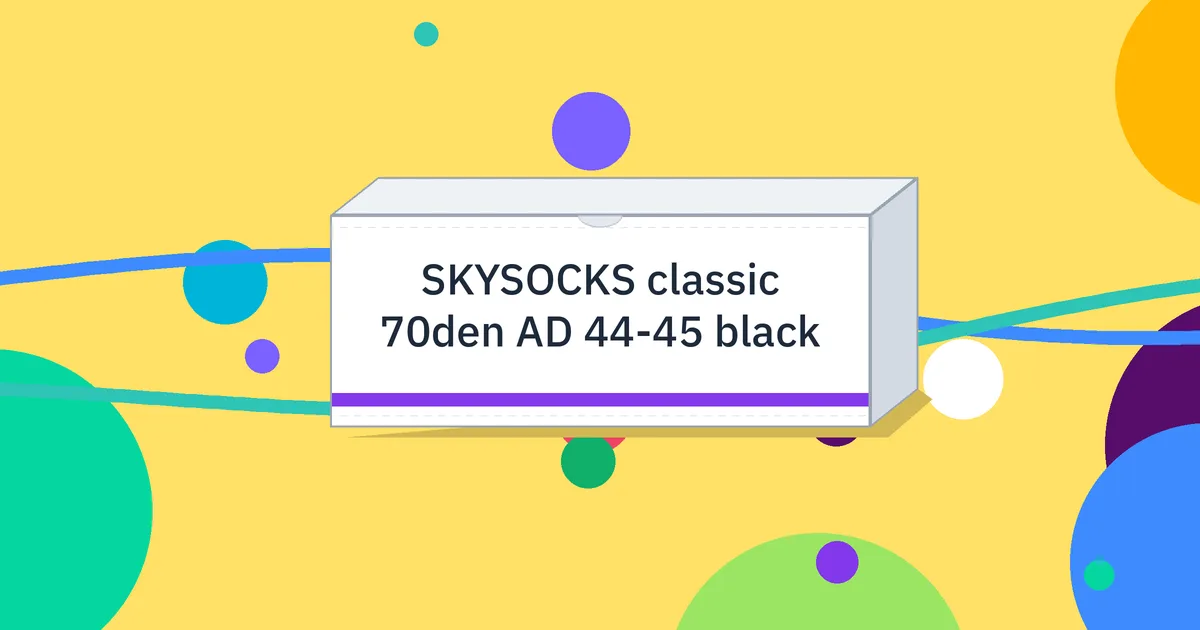 Symbolbild: Packung mit der Aufschrift SKYSOCKS classic 70den AD 44-45 black (PZN 18663764) – Verfügbarkeit und Bezug in Apotheken in Frankfurt am Main