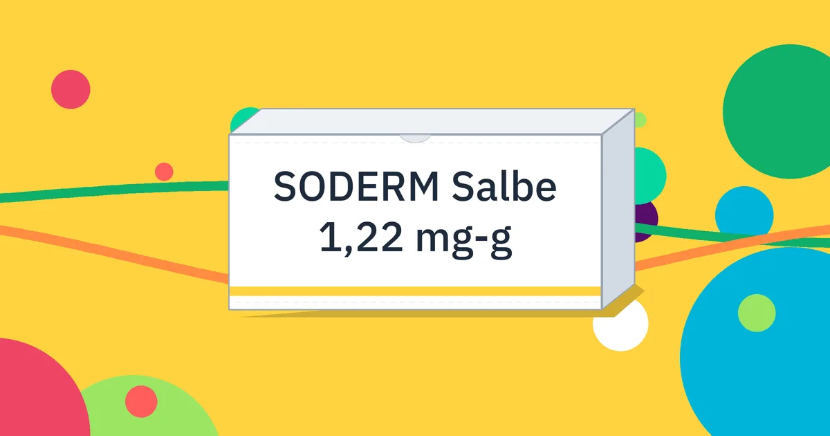 Symbolbild: Packung mit der Aufschrift SODERM Salbe 1,22 mg-g (PZN 00165215) – Verfügbarkeit und Bezug in Apotheken in Frankfurt am Main