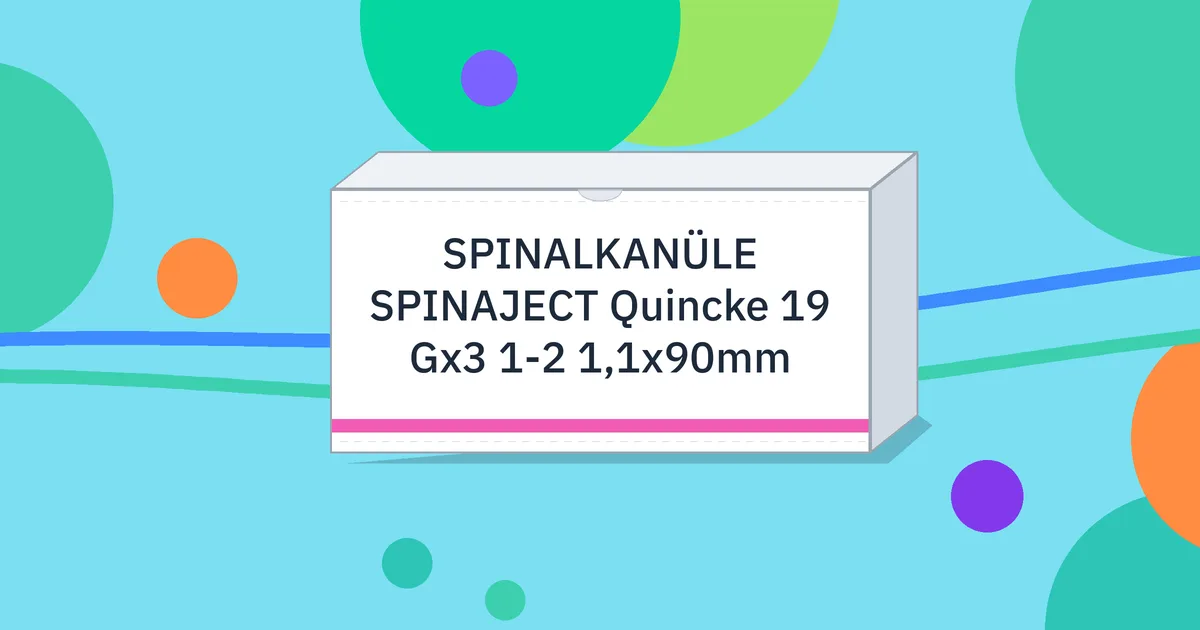 Symbolbild: Packung mit der Aufschrift SPINALKANÜLE SPINAJECT Quincke 19 Gx3 1-2 1,1x90mm (PZN 18862854) – Verfügbarkeit und Bezug in Apotheken in Frankfurt am Main