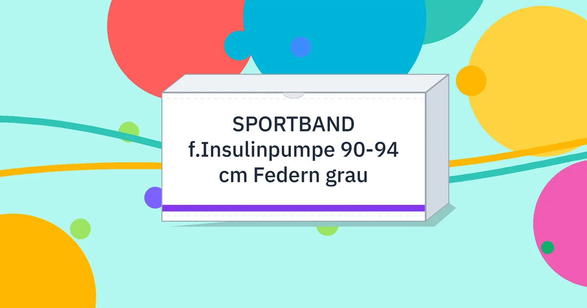Symbolbild: Packung mit der Aufschrift SPORTBAND f.Insulinpumpe 90-94 cm Federn grau (PZN 13916611) – Verfügbarkeit und Bezug in Apotheken in Frankfurt am Main