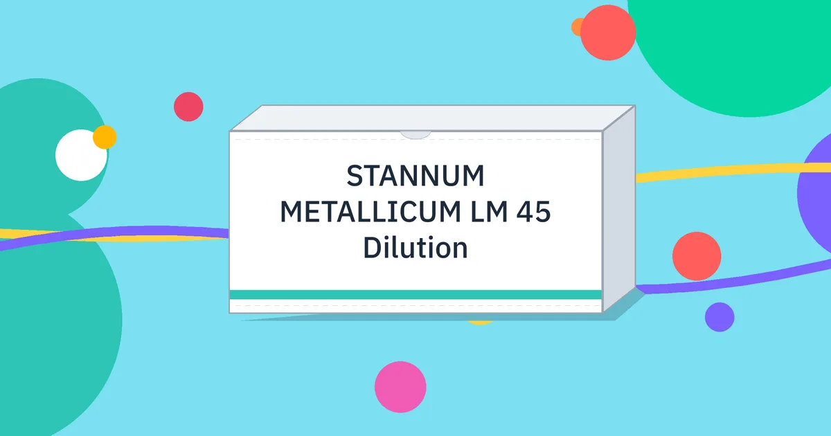 Symbolbild: Packung mit der Aufschrift STANNUM METALLICUM LM 45 Dilution (PZN 13199397) – Verfügbarkeit und Bezug in Apotheken in Frankfurt am Main