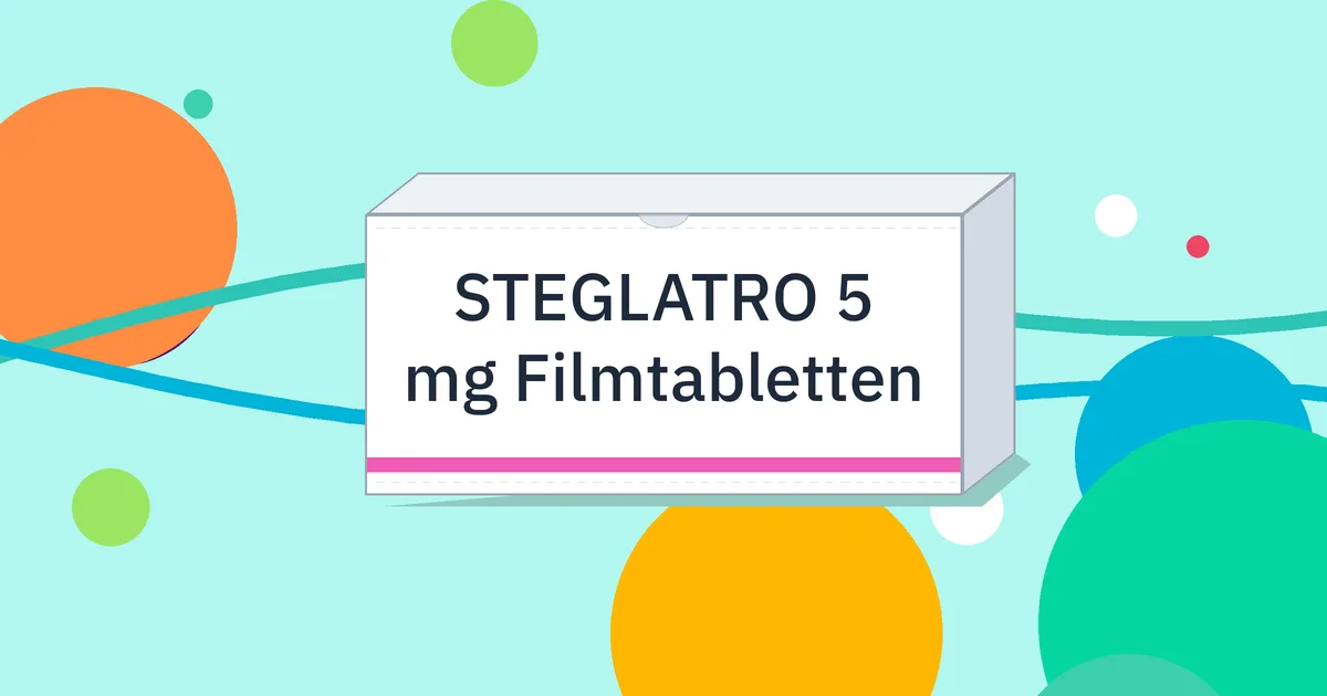 Symbolbild: Packung mit der Aufschrift STEGLATRO 5 mg Filmtabletten (PZN 16351664) – Verfügbarkeit und Bezug in Apotheken in Frankfurt am Main