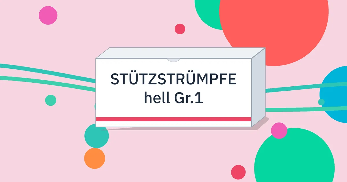 Symbolbild: Packung mit der Aufschrift STÜTZSTRÜMPFE hell Gr.1 (PZN 01978802) – Verfügbarkeit und Bezug in Apotheken in Frankfurt am Main