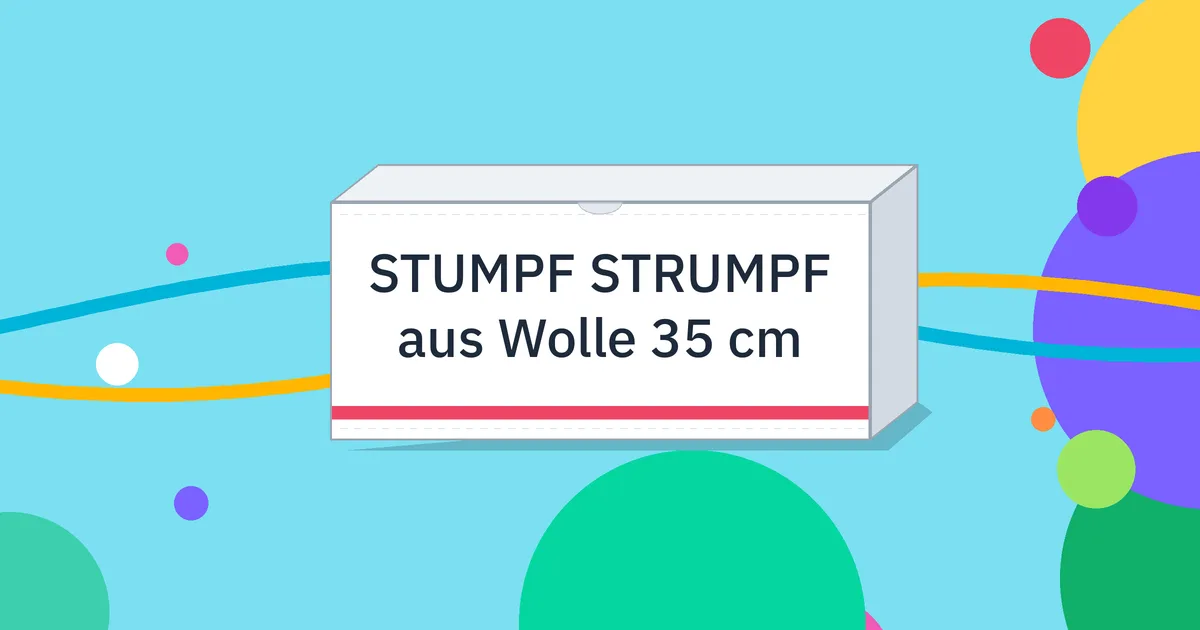 Symbolbild: Packung mit der Aufschrift STUMPF STRUMPF aus Wolle 35 cm (PZN 01978618) – Verfügbarkeit und Bezug in Apotheken in Frankfurt am Main