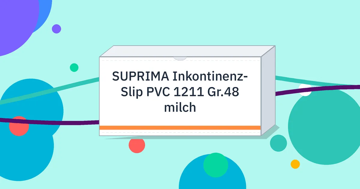 Symbolbild: Packung mit der Aufschrift SUPRIMA Inkontinenz-Slip PVC 1211 Gr.48 milch (PZN 03922616) – Verfügbarkeit und Bezug in Apotheken in Frankfurt am Main