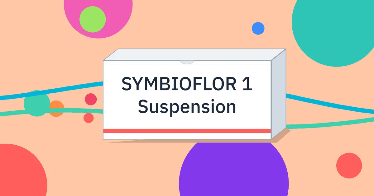 Symbolbild: Packung mit der Aufschrift SYMBIOFLOR 1 Suspension (PZN 00996086) – Verfügbarkeit und Bezug in Apotheken in Frankfurt am Main