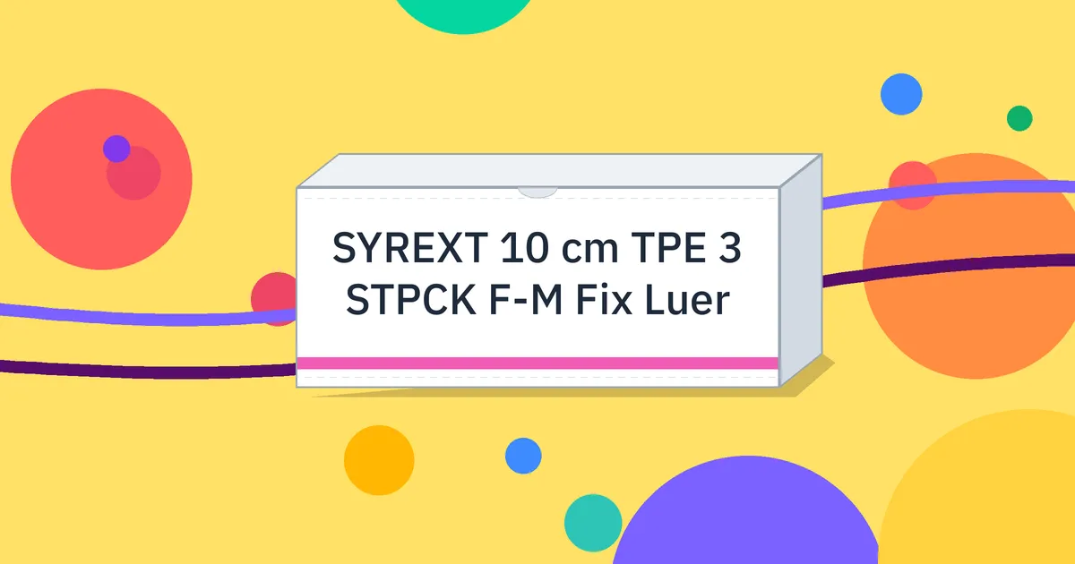 Symbolbild: Packung mit der Aufschrift SYREXT 10 cm TPE 3 STPCK F-M Fix Luer (PZN 17897543) – Verfügbarkeit und Bezug in Apotheken in Frankfurt am Main